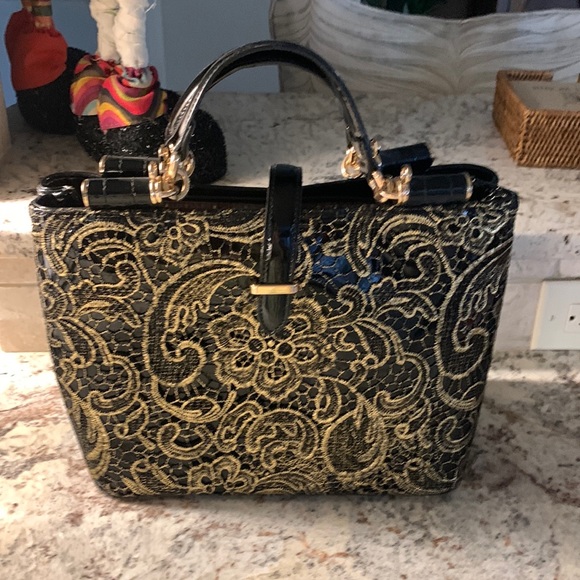 Laverne | Bags | This Is A Gorgeous Black Patent Leather With Gold Lace ...